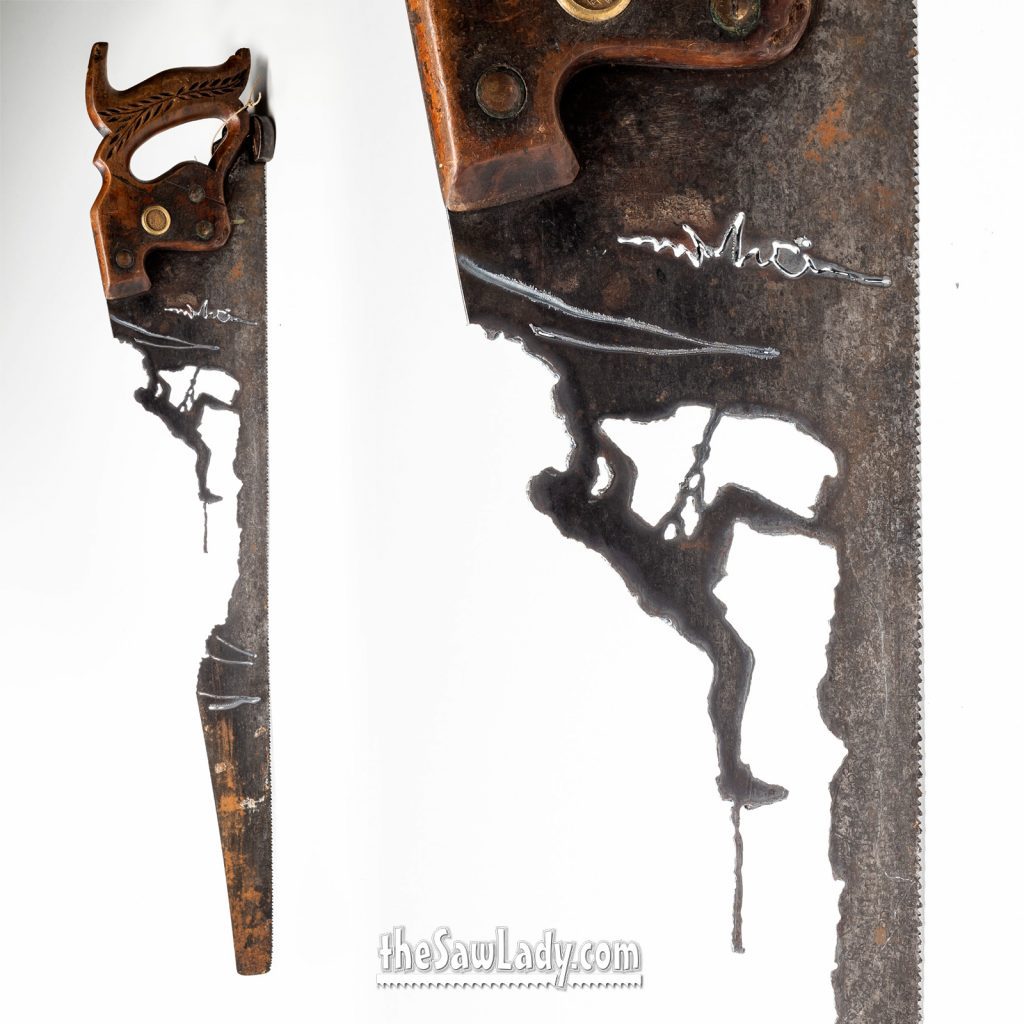Rock Climber Gift – Hand Cut Plasma Metal Art Hand Saw- Rustic Wall ...