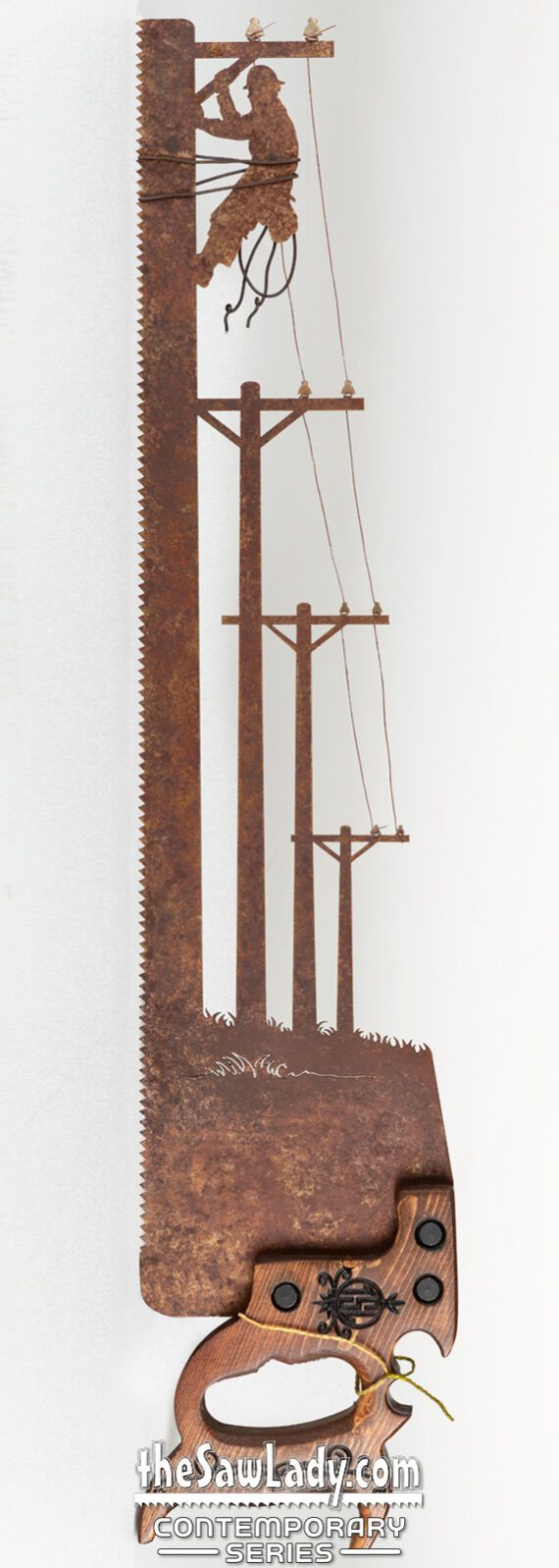Handcrafted Lineman up a Pole Metal Saw Art: Unique Gift for Workers ...