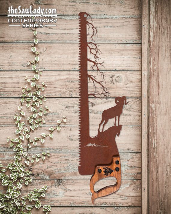 Bighorn Sheep Saw Art, Nature Lover Gift & Rustic Decor - The Saw Lady®