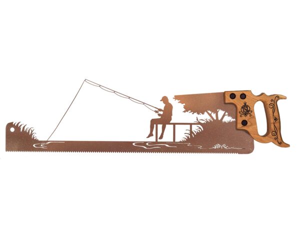 Gifts for fishermen unique metal saw art rustic by the Saw Lady Cindy Chinn